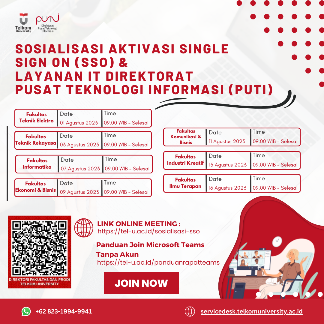 Undangan Sosialisasi Aktivasi SSO dan Layanan TI Telkom University - IT ... Undangan Sosialisasi Aktivasi SSO dan Layanan TI Telkom University - IT ...